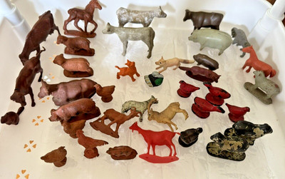 Large lot 27+ vintage farm animal figurines composition England Goat ...