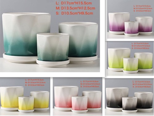 3 PCS POTS&TRAY 3 SIZE SET POTS HEAVY POTTERY CERAMIC FLOWER PLANT POTS ...