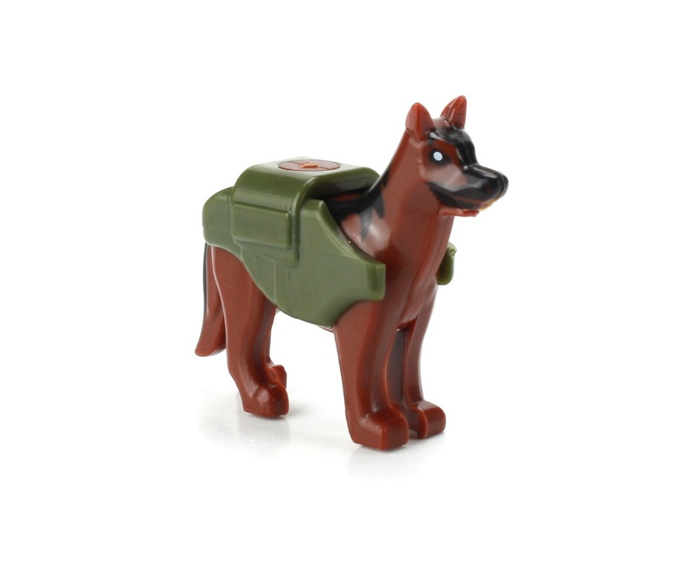 Custom Police K9 Dog Service Dog with vest compatible with LEGO® brick ...