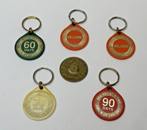 LOT OF 6 - AA Recovery Radford Hall Keychains and 1 Year Coin | eBay