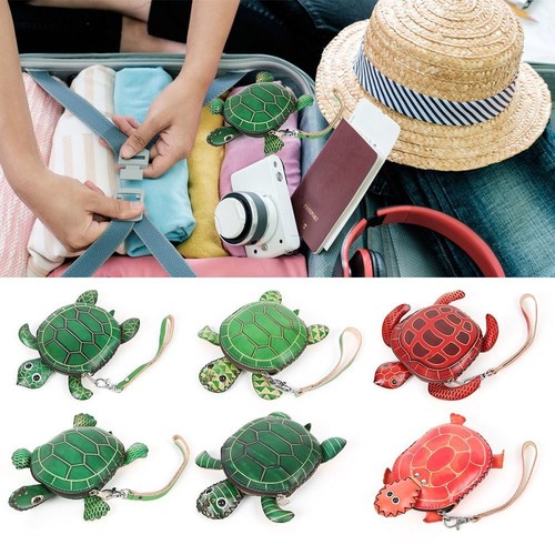 Zipper Mini Wallet Cow Leather Turtle Wallet Portable Coin Purse Girls ...