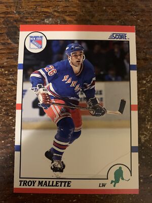 1990-91 Score Troy Mallette New York Rangers NHL Hockey Trading Sports ...