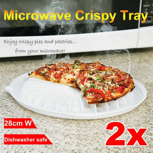 2x Microwave Crisper Tray Crispy Pies Pastries Pizza Kitchen Cookware ...