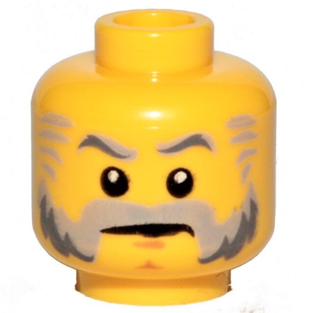 new LEGO yellow Minifig Head - Man with gray mustache & sideburns | eBay