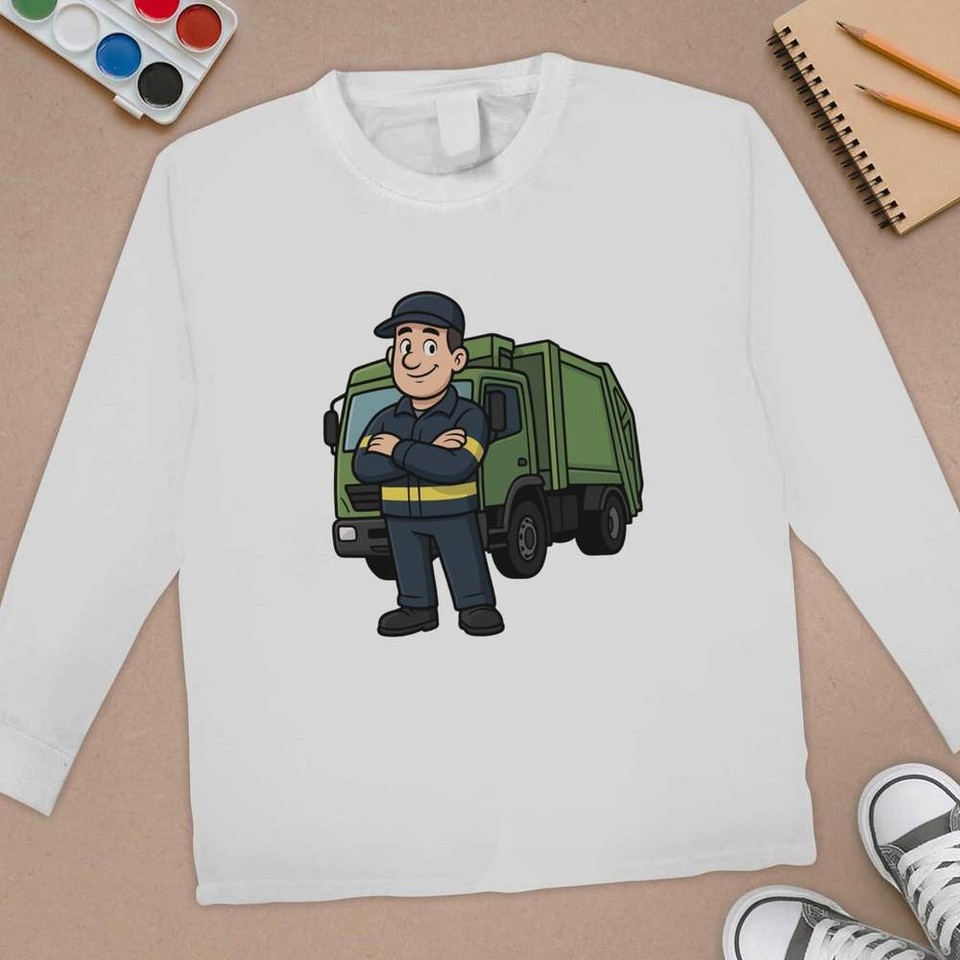 'Bin Man & Bin Truck' Children's / Kid's Long Sleeve Cotton T-Shirts ...