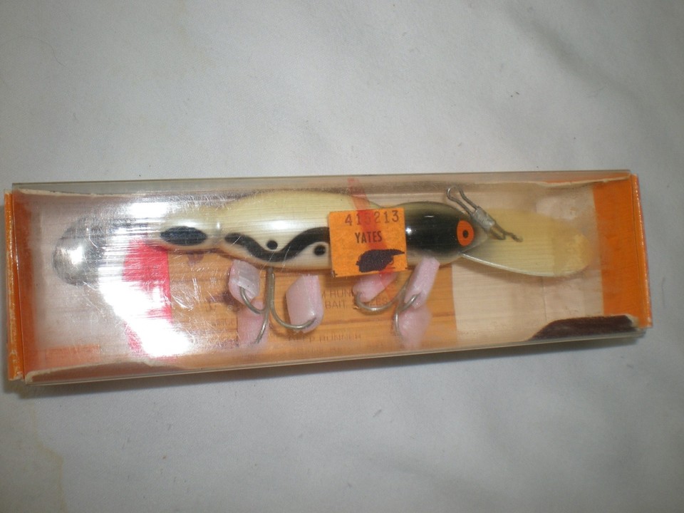 Bomber Water Dog Lure ~4.5" w Box & Paper - White, Black Shadow Stripe ...