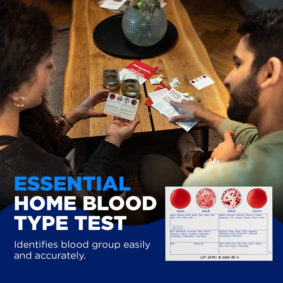 Blood Type Test Kit Home Blood Group Testing Kit A, B, O Rhesus D ...
