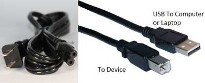 USB Cord + Power Cable for Epson Expression ET2650 ET2750 ET4750 ...