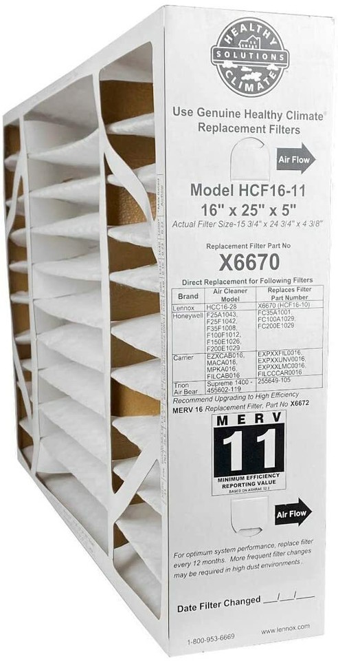 2 pack Lennox 16x25x5 X6670 MERV 11 Filter for Lennox and Honeywell | eBay