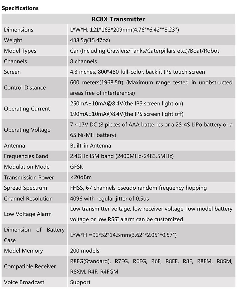 Radiolink RC8X 8CH 2.4G RC Transmitter and R8FG R4FGM Gyro Receiver ...