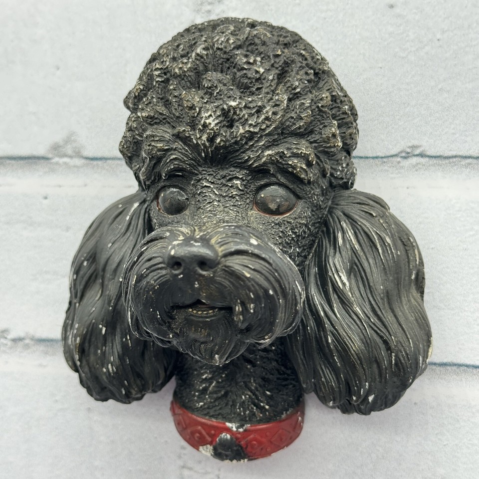 Vintage Chalkware Black Poodle Dog Head Bossons England Wall Hanging ...