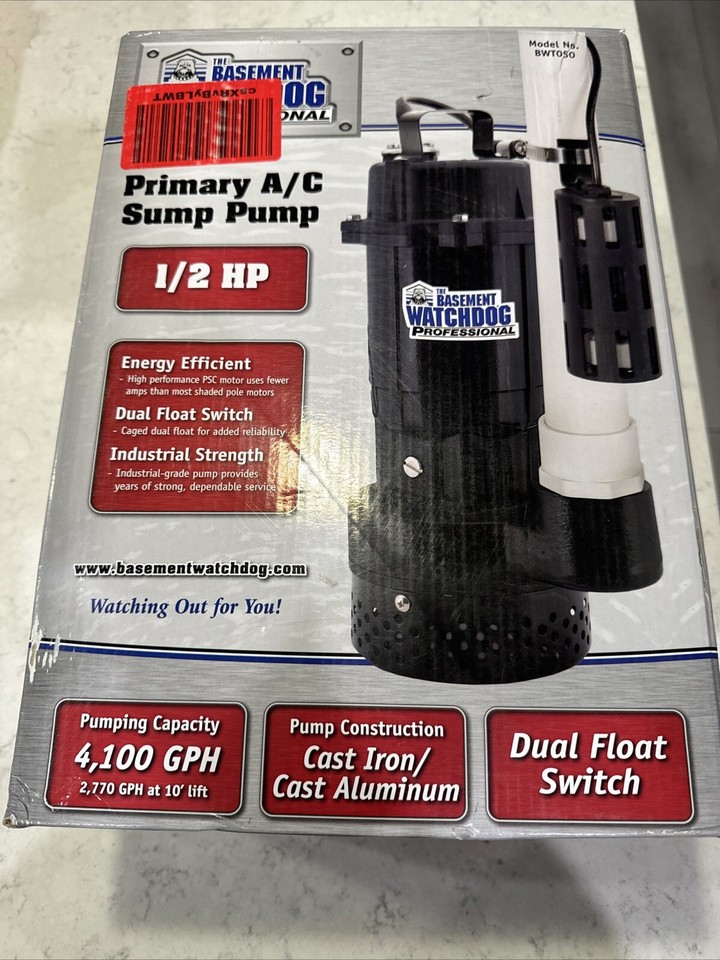 The Basement Watchdog 1/2 HP Sump Pump BWT050 Primary AC Sump Pump Dual ...