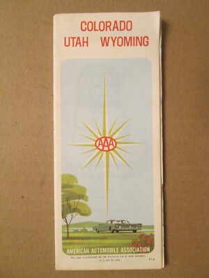 1967 AAA American Automobile Association Map of Colorado Utah Wyoming ...