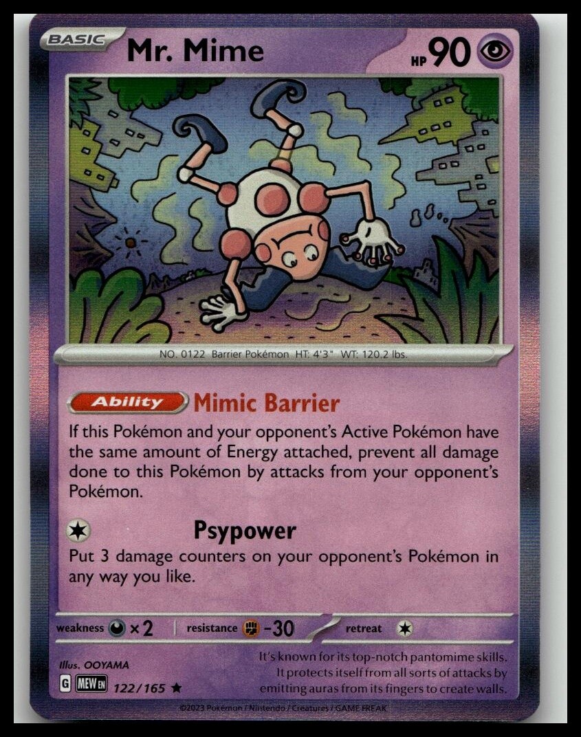 Mr. Mime #122/165 holo Pokemon SV: Scarlet and Violet 151 Near Mint or ...