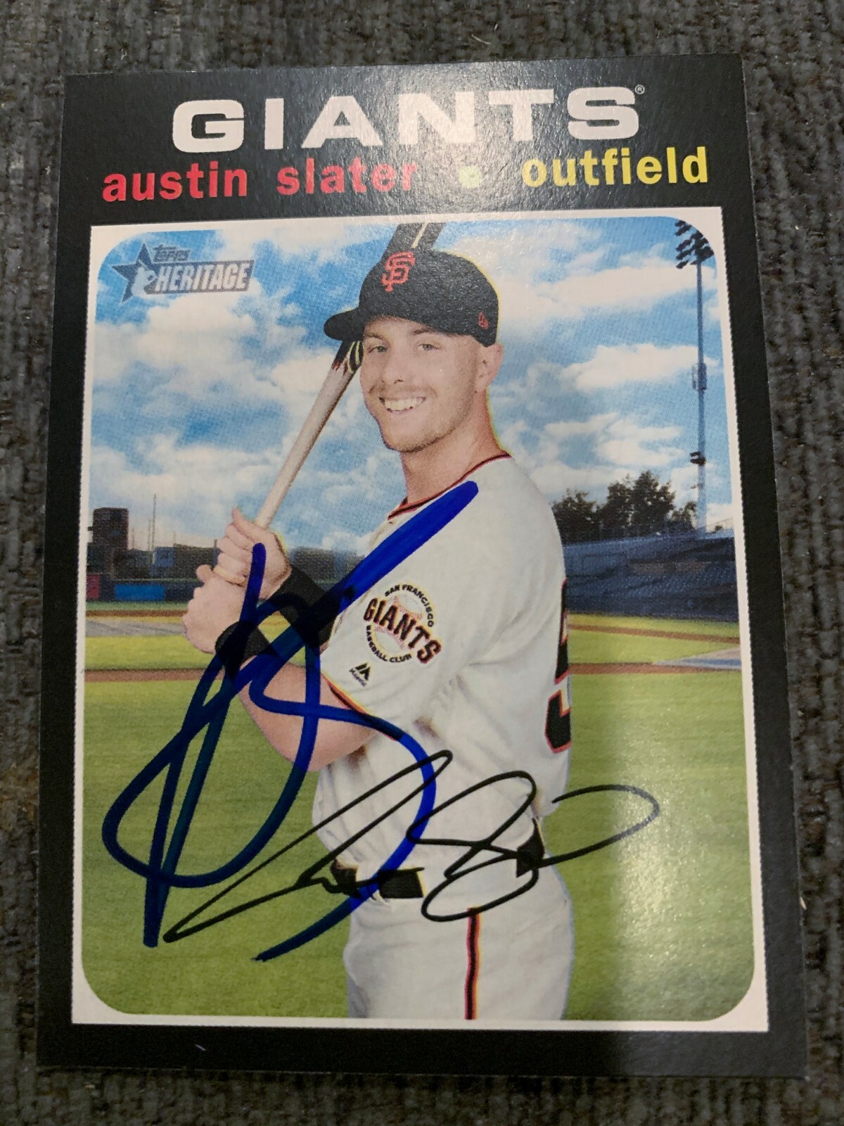 AUSTIN SLATER Giants signed auto autographed 2020 Topps Heritage Card ...