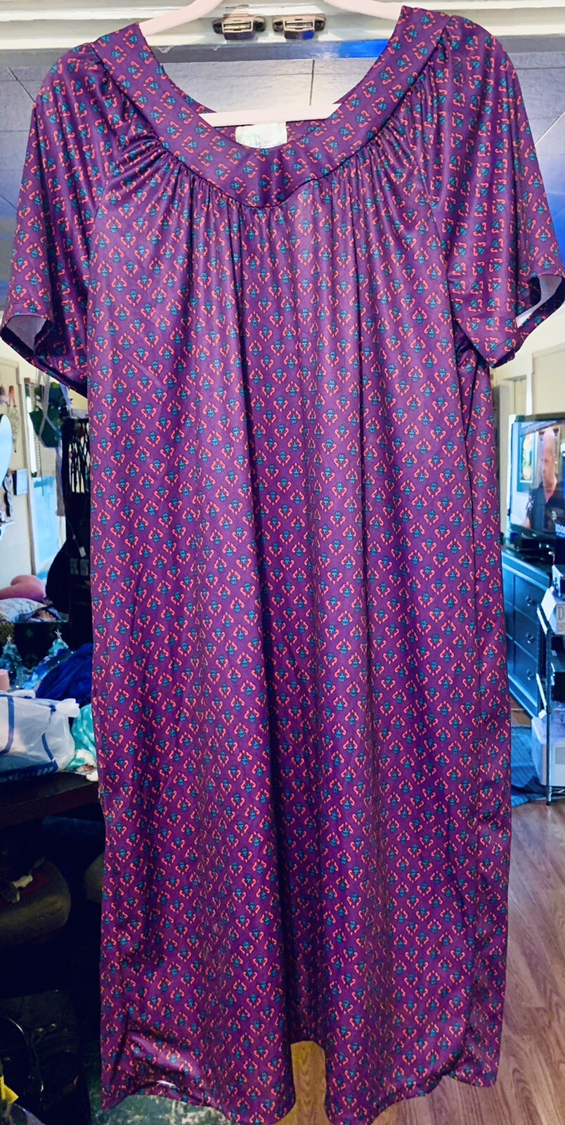 VINTAGE Hedy Lin Casuals Womens Dress XLarge Purple Hawaiian House ...