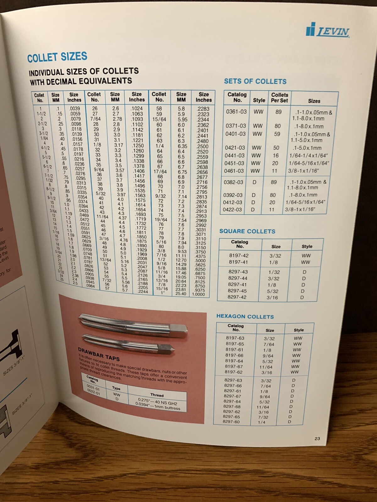 nos LEVIN Catalog, 10mm/8mm Watchmaker’s Jeweler’s Lathe, Collets ...