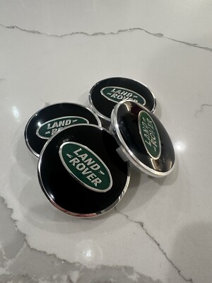 SET OF 4 Land/Range Rover Wheel Center Hub Caps Land Rover Black &Green ...