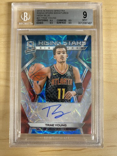 2018-19 Spectra Rising Stars Signatures Trae Young Rookie RC Auto BGS 9 ...