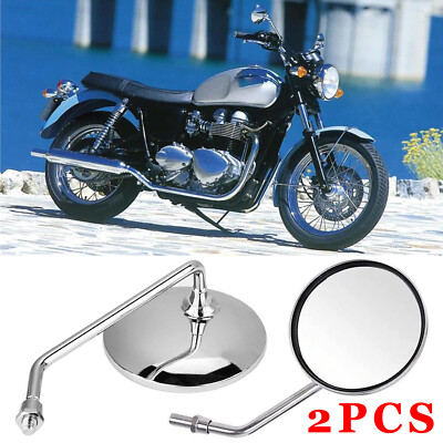Motorcycle Side Rear View Mirrors Chrome Round 10mm For Triumph ...