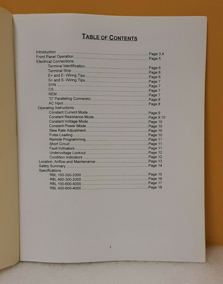 Dynaload TDI Transistor Devices RBL Series Operator's Manual | eBay