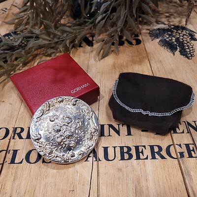 Vintage Gorham Sterling Silver Compact Mirror Repousse Floral Design | eBay