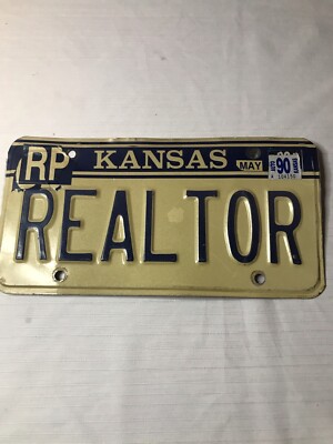 Vintage Kansas Vanity "REALTOR" License Plate 1990 Work, Selling ...