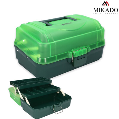 Mikado Traditional Fishing Tackle Box - (33x20x16.5cm) - 3 Tier Tackle ...