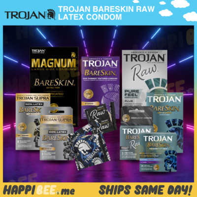 Trojan BARESKIN Lubricated Condoms Latex🍯Male Protection Ultra Thin ...