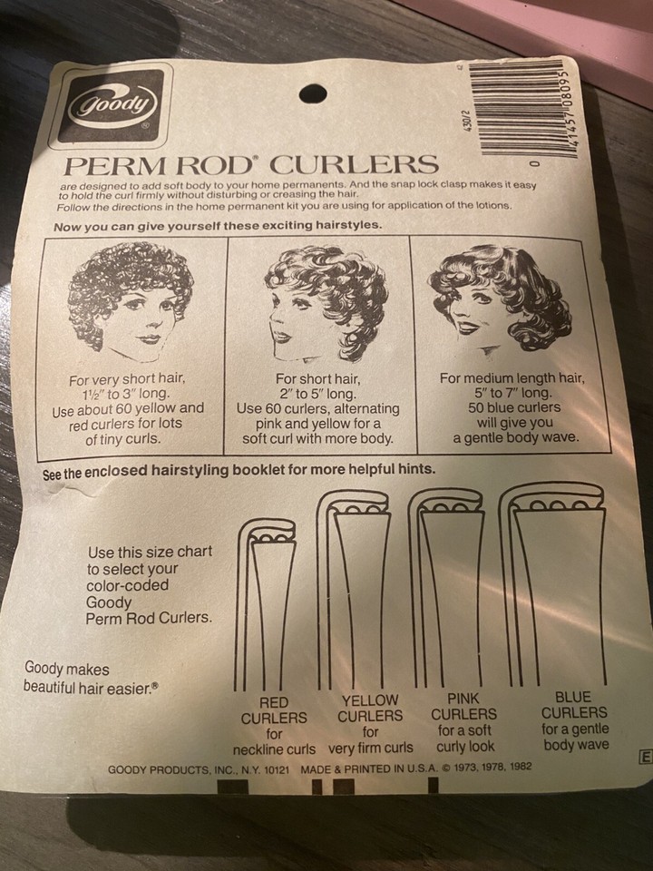 Goody Perm Rods Curlers 14 Small Curlers New In Package Yellow Vintage ...