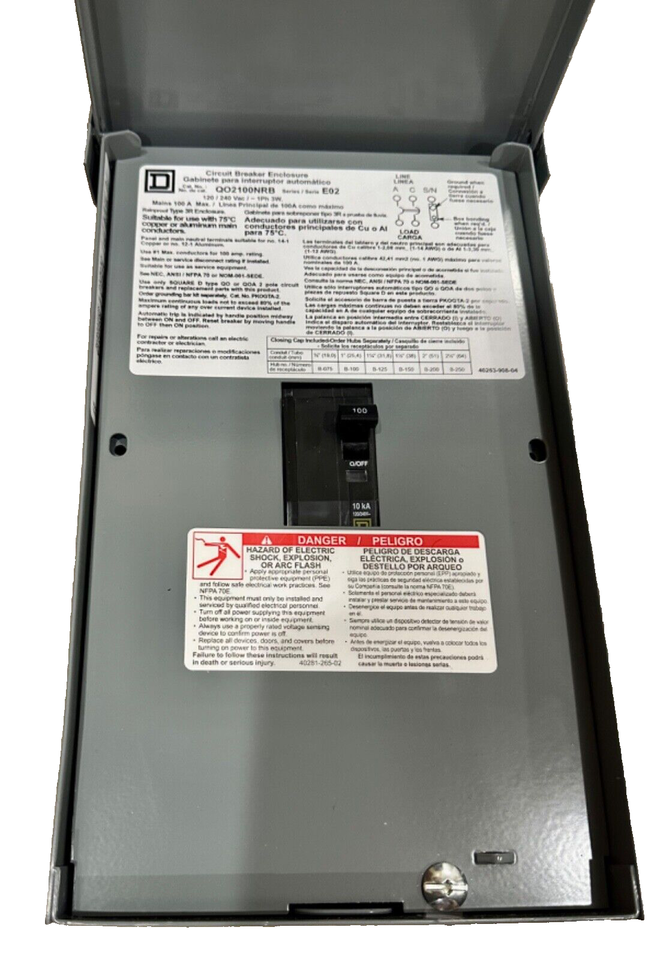 QO Outdoor Circuit Breaker Enclosure 100 Amp 2-Pole Include QO2100 Top ...