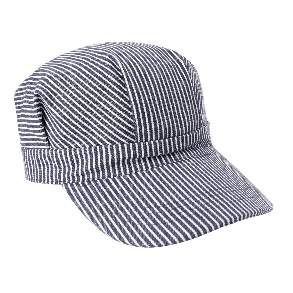 Hickory Blue & White Stripe 100% Cotton Train Conductor Engineer Cap ...
