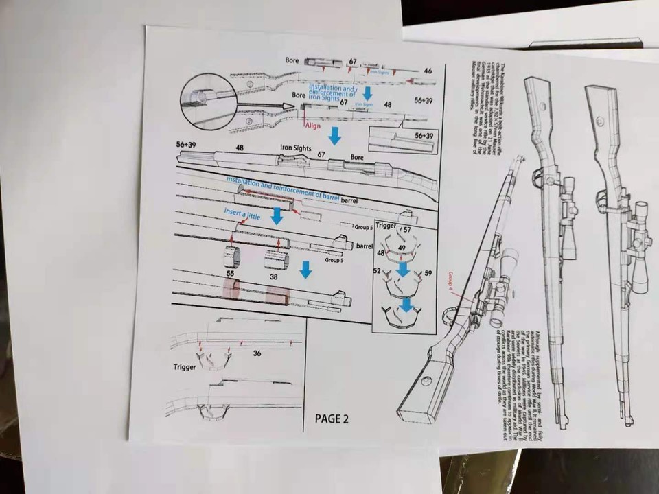 New 1/1 Mauser Kar98K Sniper Rifle With Boxes DIY 3D Paper Model Puzzle ...