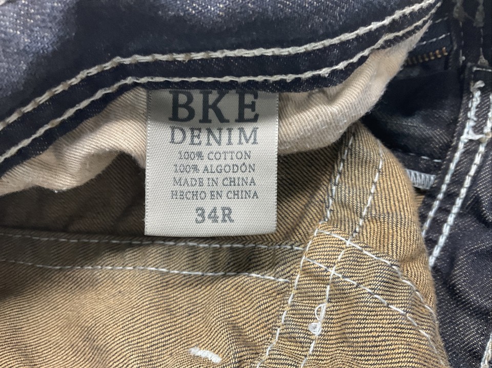 BKE Tyler Straight Blue Jeans Mens 34R Denim | eBay
