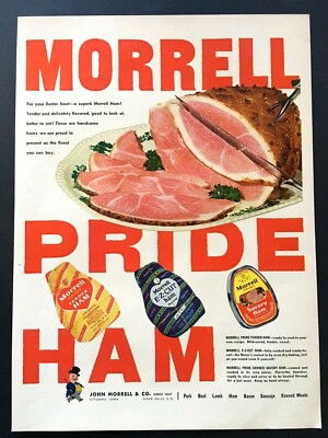 1952 Morrell Pride Ham Ad For your Easter feast These are handsome hams ...