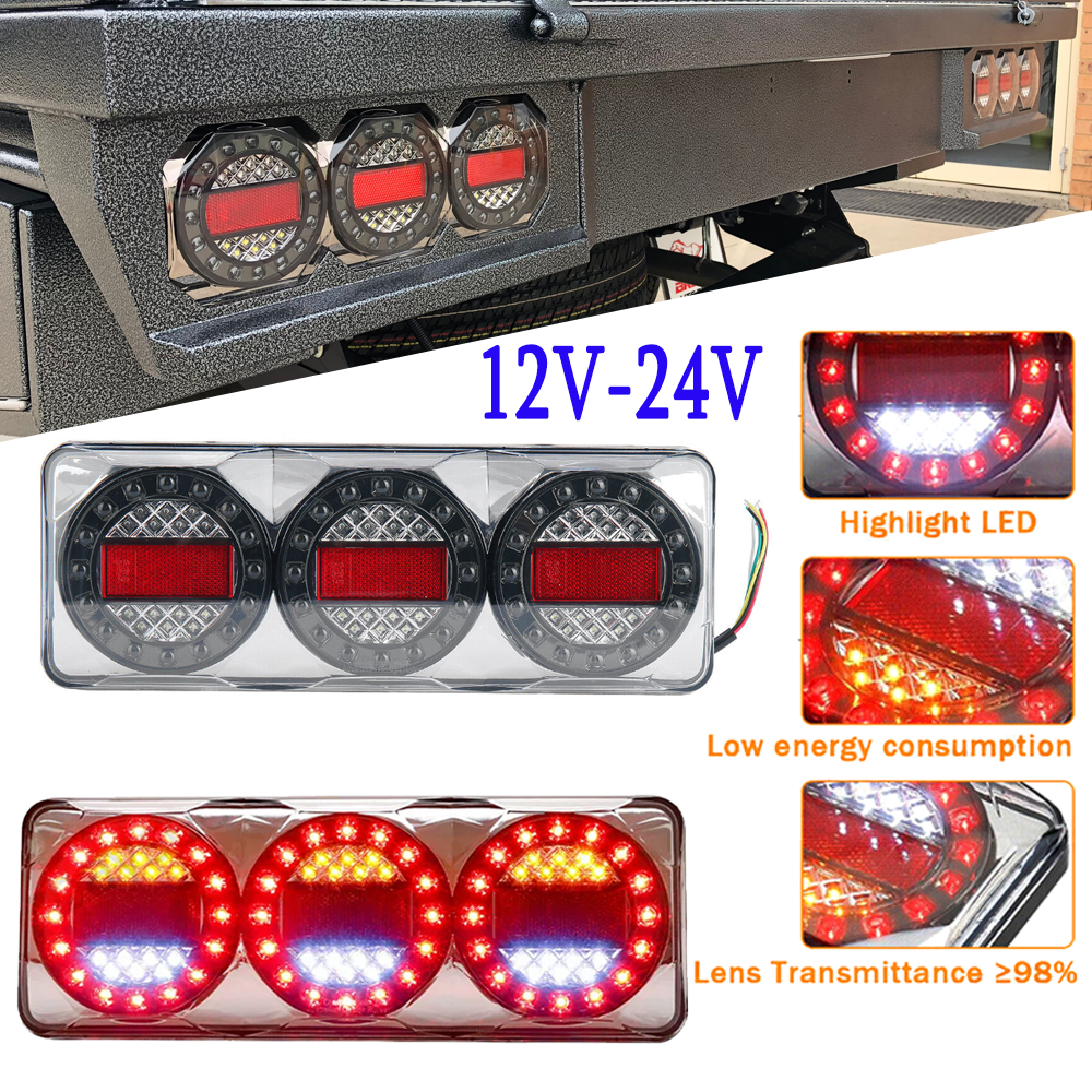 2PCS 3 LED Combination Tail Light STOP TAIL INDICATOR REVERSE Truck Ute ...