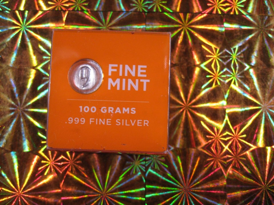 100 gram Cast-Poured Silver Bar - 9Fine Mint - Thick Heavy Bar ...