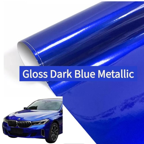 Gloss Dark Blue Metallic Vinyl Auto Glossy Wrap Film Decal Sticker ...