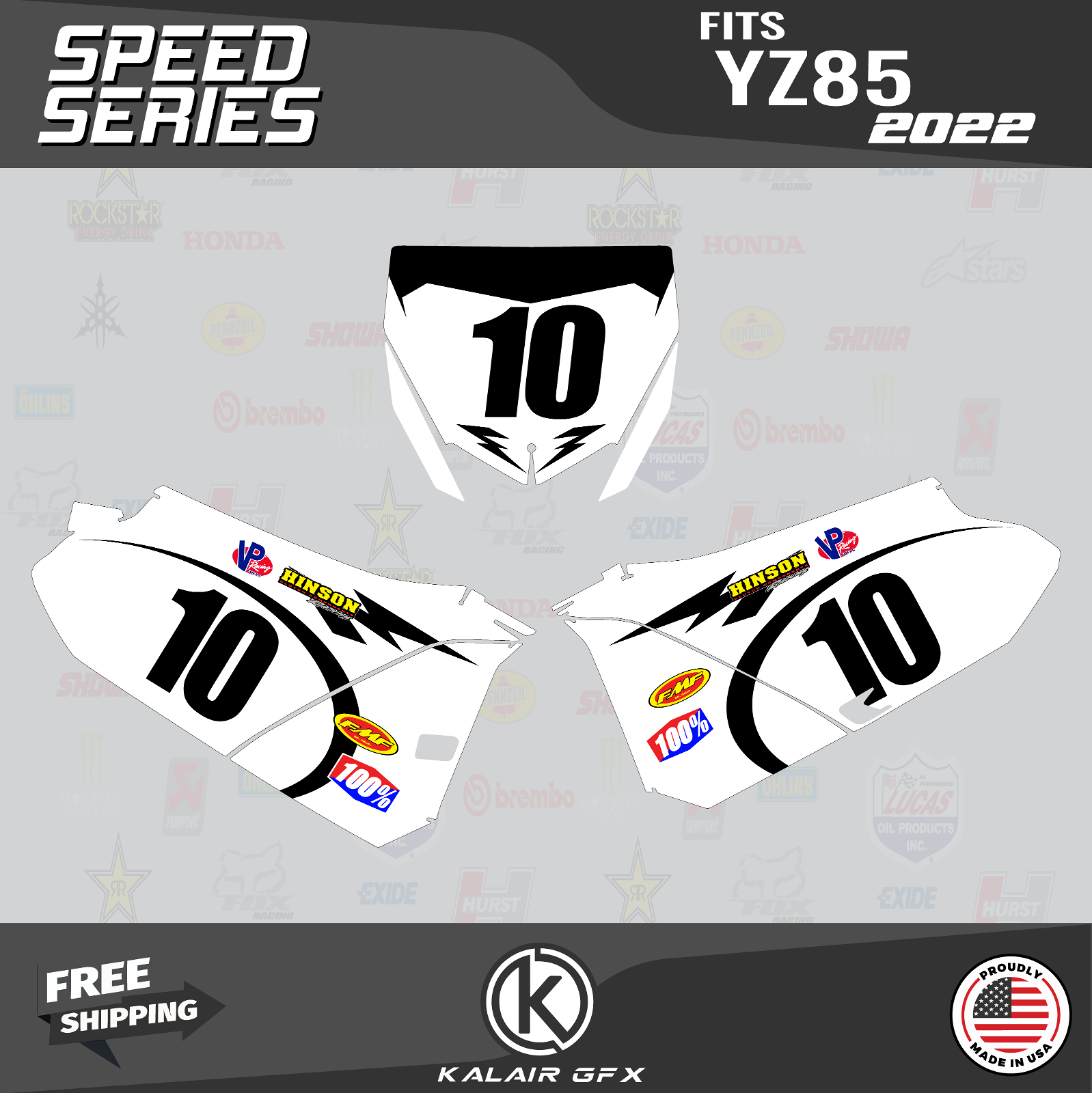 Graphics Kit for Yamaha YZ85 (2022-2023) YZ 85 Speed Series - White | eBay