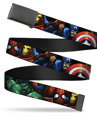 Buckle Down Black Buckle Web Mens Belts Marvel Universe Superhero fits ...