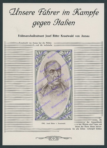K.u.K. Führer Italian front Oskar Brüch FML Josef Ritter Krautwald von ...