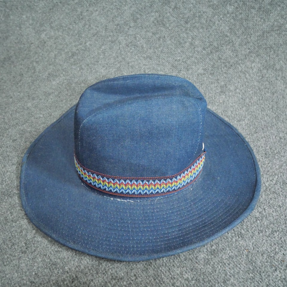 Vintage Coors Cowboy Hat Adult Large 7 1/4 7 3/8 Blue Denim Jean Beer ...