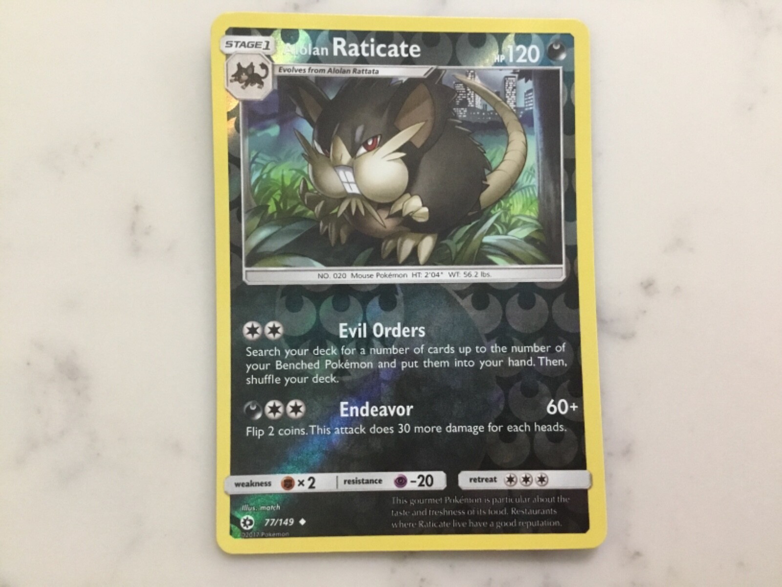 Pokemon Cards Alolan Raticate 77/149 Sun & Moon Reverse Holographic ...