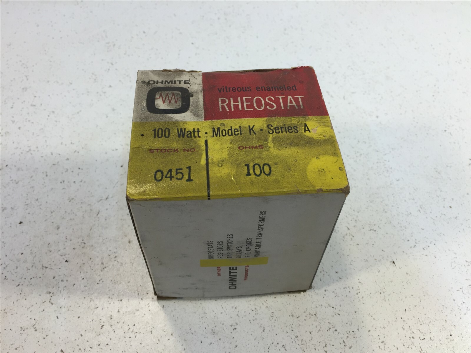 Vintage Ohmite Vitreous Enameled Rheostat 100W Model K Series A 0451 ...