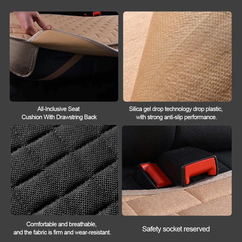 Flax Car Seat Cover Linen Fabric Cushion Seat Protector Mat Pad Auto ...
