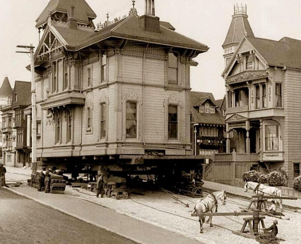 1908 San Francisco MOVING A HOUSE W/ HORSES Retro Historic Poster Photo ...