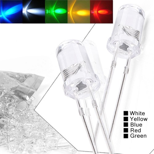 100x 5mm LED Light Bulb Emitting Diode White Green Red / Blue / Yellow ...