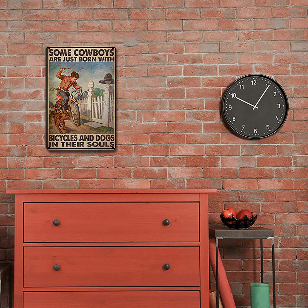 Vintage Metal Plate Cowboy Rectangular Iron Painting Wall Art Home ...