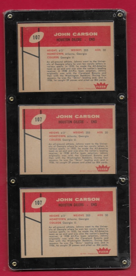 1960 Fleer John Carson #107 (color separation) PROOF | eBay