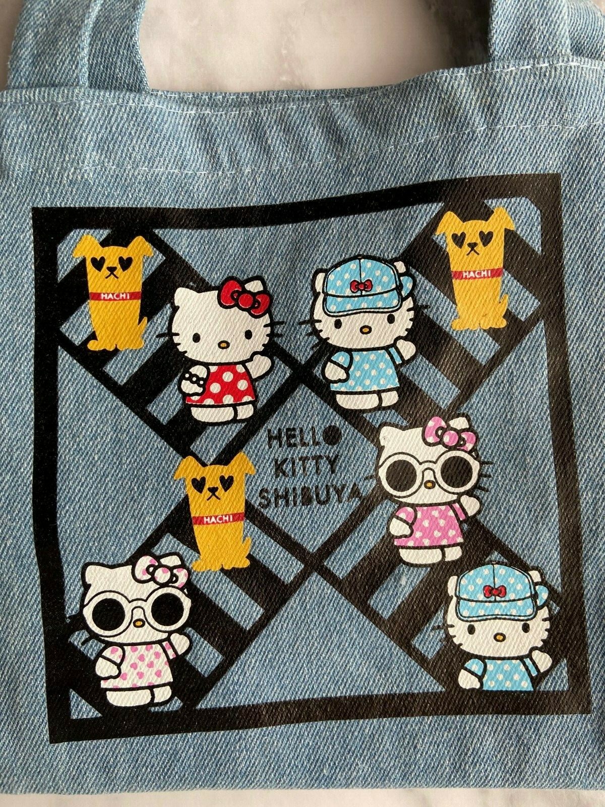 Hello Kitty Hand bag Denim Sanrio Shibuya Original Hachi dog Shibainu ...